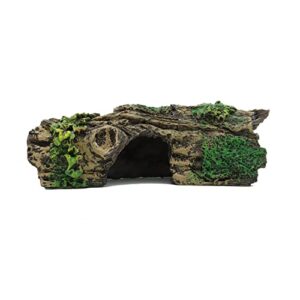 SHAMZBEST Aquarium Decorations Resin Hollow Tree Trunk Ornament, Bettas House Cave Wood House Decor for Fish Tank (HS-SP207) (Greener) (Green)