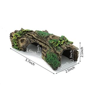 SHAMZBEST Aquarium Decorations Resin Hollow Tree Trunk Ornament, Bettas House Cave Wood House Decor for Fish Tank (HS-SP207) (Greener) (Green)