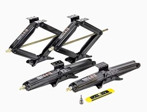 rockman rv camper trailer stabilizer leveling scissor jacks w/socket & level 24" 7500lbs set 4