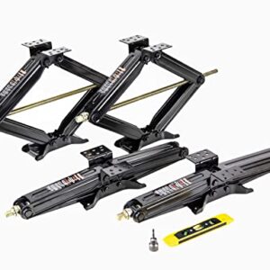 ROCKMAN RV Camper Trailer Stabilizer Leveling Scissor Jacks w/Socket & Level 24" 7500lbs Set 4