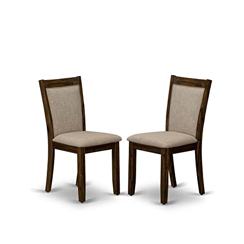 East West Furniture DLMZ5-AWN-04 5 Piece Kitchen Set for 4 Includes a Round Room Table with Dropleaf and 4 Light Tan Linen Fabric Parsons Dining Chairs, 42x42 Inch