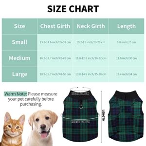 Pedgot 6 Pieces Dog Clothes Warm Dog Fleece Vest with Leash Ring Dog Sweatshirt Winter Pet Clothes Plaid Dog Pullover for Puppy Small Dogs Cat, Large