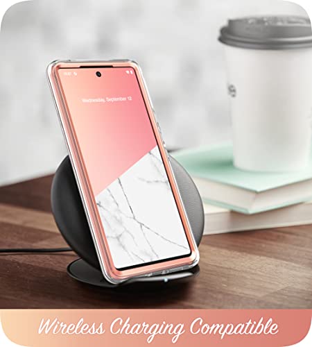 i-Blason Cosmo Series Case for Google Pixel 6 (2021), Slim Full-Body Stylish Protective Case Without Built-in Screen Protector (Marble) Pink