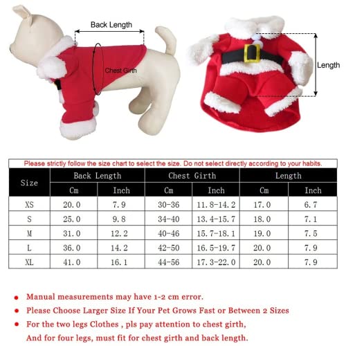 Betreasure Pet Dog Christmas Clothes Santa Claus Dog Costume Winter Puppy Pet Cat Coat Jacket Dog Suit with Cap Warm Clothing for Dogs Cats (Small)