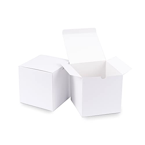 OfficeCastle 10 Pcs 4x4x4 inches White Gift Box with Lids | Small Gift Boxes for Presents, Cupcake, Crafting | Square Boxes