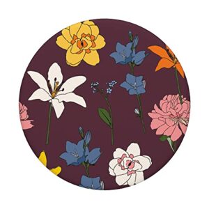 Cute Wine Red Floral Flower Design PopSockets Swappable PopGrip