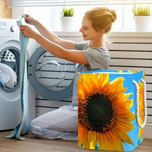 Inhomer Flower Summer Yellow Sunflower Large Laundry Hamper Waterproof Collapsible Clothes Hamper Basket for Clothing Toy Organizer, Home Decor for Bedroom Bathroom