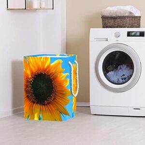 Inhomer Flower Summer Yellow Sunflower Large Laundry Hamper Waterproof Collapsible Clothes Hamper Basket for Clothing Toy Organizer, Home Decor for Bedroom Bathroom