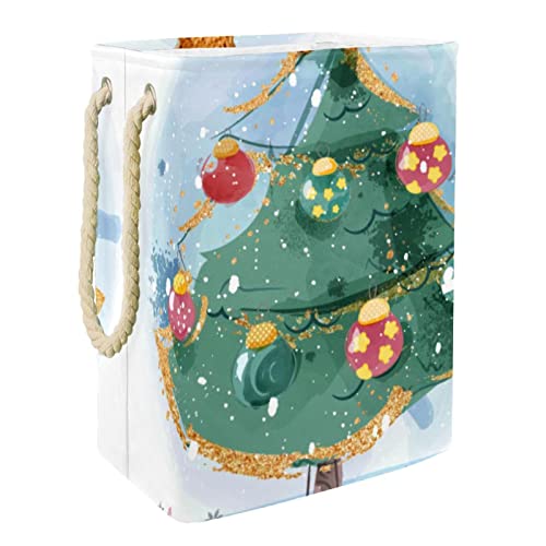 Inhomer Christmas Tree Large Laundry Hamper Waterproof Collapsible Clothes Hamper Basket for Clothing Toy Organizer, Home Decor for Bedroom Bathroom