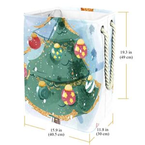 Inhomer Christmas Tree Large Laundry Hamper Waterproof Collapsible Clothes Hamper Basket for Clothing Toy Organizer, Home Decor for Bedroom Bathroom