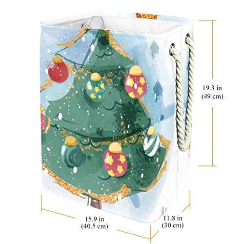 Inhomer Christmas Tree Large Laundry Hamper Waterproof Collapsible Clothes Hamper Basket for Clothing Toy Organizer, Home Decor for Bedroom Bathroom