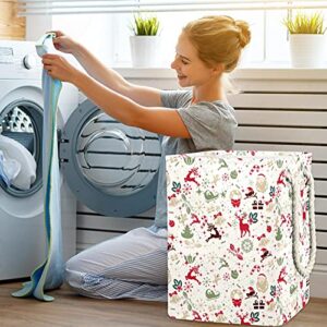 Inhomer Christmas Background Large Laundry Hamper Waterproof Collapsible Clothes Hamper Basket for Clothing Toy Organizer, Home Decor for Bedroom Bathroom