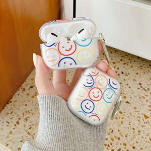 Airpods 3 Case Cover,JANDM Cute Smiley Clear Soft Silicon Smooth Shockproof with Keychain Girls Kids Women Case for Airpods 3rd Generation Charging Case