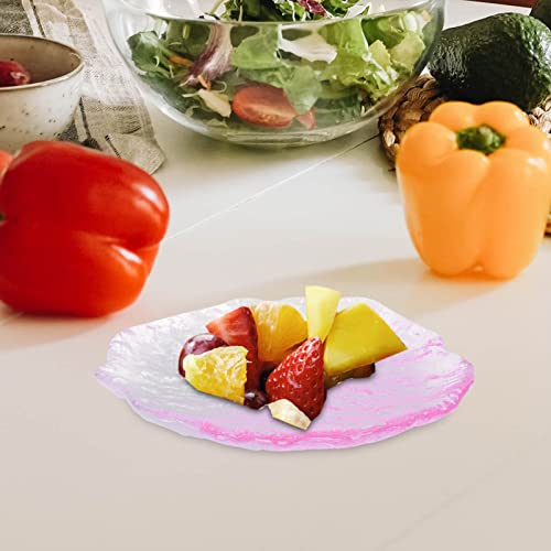 Cabilock Tea Serving Tray Candy Dish Glass Dinner Plate Fruit Serving Tray Dessert Platter Cake Snack Holder Clear Floral Candy Bowl for Christmas Wedding Party Favor Container Glass Bowl