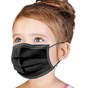 Kids Disposable Face Mask Black 100 PCS 3 Ply Protection Children Breathable Safety Face Masks for Boys Girls