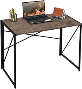 garden elements modern small computer folding desk for home office, 39" (brown)