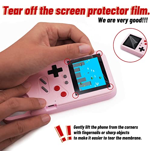 LucBuy Game Console Case for iPhone, Retro Protective Cover Self-Powered Case with 36 Small Game,Full Color Display,Shockproof Video Game Case for iPhone 13/13 Pro - Pink