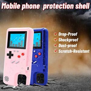 LucBuy Game Console Case for iPhone, Retro Protective Cover Self-Powered Case with 36 Small Game,Full Color Display,Shockproof Video Game Case for iPhone 13/13 Pro - Pink