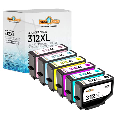 Houseoftoners Remanufactured Ink Cartridge Replacement for Epson 312 XL 312XL for Expression Photo XP-8500 XP8500 Printer Ink (BCMY, LCLM, 6PK)