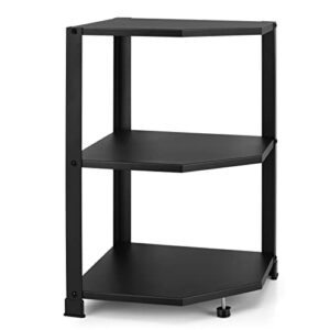 zealott 3 tier corner shelf, corner shelf stand, pot rack storage organizer, corner bookshelf, corner display rack multipurpose shelving unit for bathroom kitchen bedroom(black)