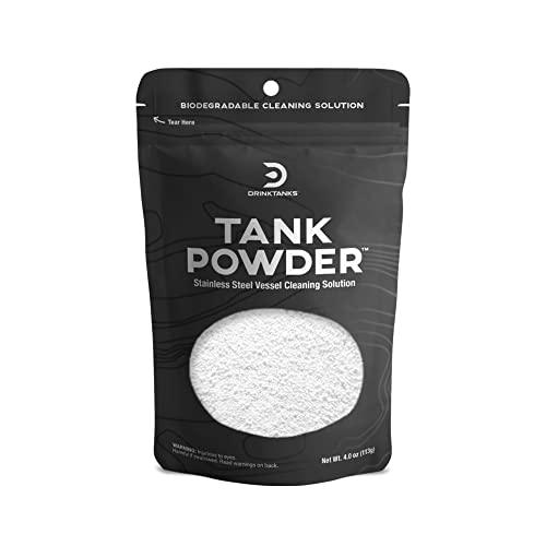 DrinkTanks 4 oz Tank Powder Bag 2-Pack (8 oz); All natural cleaner for stainless steel, plastic, silicone, growlers, & hydration packs; Biodegradable, residue free, & USA made