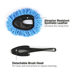 Amiss 2 Pack Mini Microfiber Car Dash Duster Brush, Multi-Functional Car Cleaning Brush, Car Interior Exterior Accessories, Cleaning and Washing Tool for Car - Blue