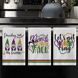 Artoid Mode Let's Get Cray Parading with My Gnomies Mardi Gras Mask Home Kitchen Towels, 18 x 26 Inch Ultra Absorbent Drying Cloth Dish Towels for Cooking Baking Set of 4