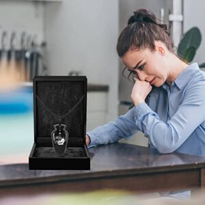 VHIONER Keepsake Urns for Human Ashes, Cremation Urns for Adult Ashes Titanium Steel, Ash Pendants Cremation Jewelry with Black Premium Box (Black)