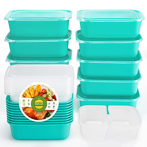 Glotoch Express Food Prep Containers, Double Use as Divided Meal Prep Containers Reusable for Takeouts/Portion Control-Microwave&Freezer&Dishwasher Safe,BPA-Free, Stackable,10 Pack,Green