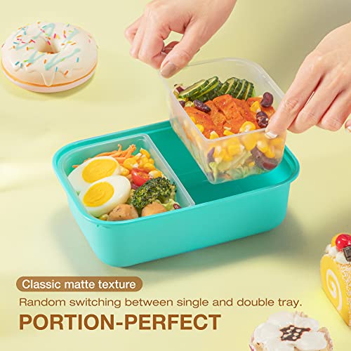 Glotoch Express Food Prep Containers, Double Use as Divided Meal Prep Containers Reusable for Takeouts/Portion Control-Microwave&Freezer&Dishwasher Safe,BPA-Free, Stackable,10 Pack,Green