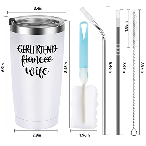 Husband and Wife Travel Tumbler Set, Wedding Engagement Anniversary Valentine’s Day Gifts for Couple Husband Wife Bride Groom, His and Hers Newlywed Gifts, 20oz Stainless Steel Insulated Tumbler