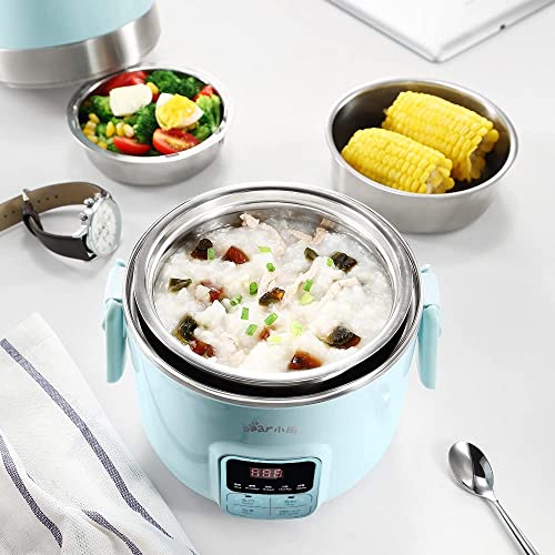 Bear DFH-B20J1 Smart Self Heated Lunch Box, Mini Hot Pot, Leakproof Plug-in Lunch Box with Keep Warm Function, Blue, 2L