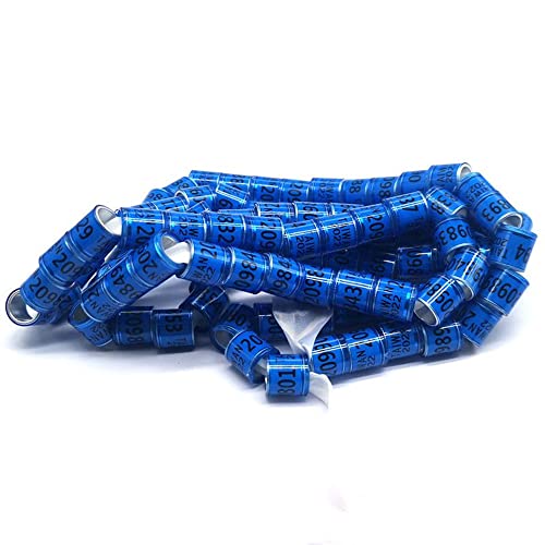 QPALZMGK 100Pcs 2022 Aluminium Numbered Pigeon Leg Bands, Pigeon Ring Bird Foot Ring Identify Dove Training Rings, Racing Pigeon Foot Rings for Pigeon Parrot Finch,Blue