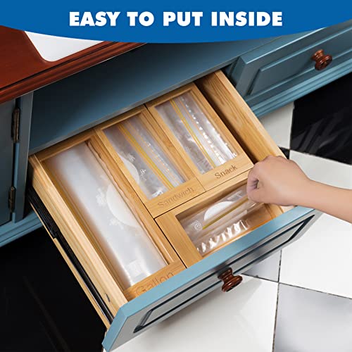 DoveeDosa With Bigger Quart Box Food Storage Bag Organizer- Sandwich Bag Organizer for Drawer- Baggie Organizer Dispenser for Drawer, Compatible with Ziploc Bag Storage Organizer