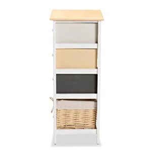 Baxton Studio Adonis Multi-Colored Wood 3-Drawer Storage Unit with Basket