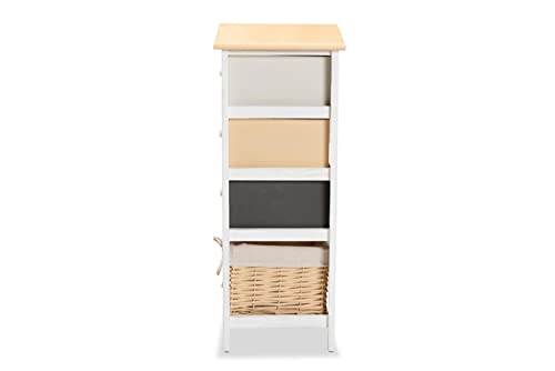 Baxton Studio Adonis Multi-Colored Wood 3-Drawer Storage Unit with Basket