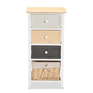 Baxton Studio Adonis Multi-Colored Wood 3-Drawer Storage Unit with Basket