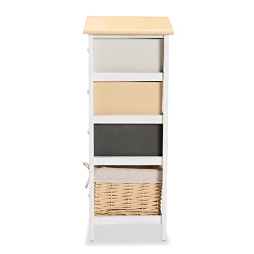 Baxton Studio Adonis Multi-Colored Wood 3-Drawer Storage Unit with Basket