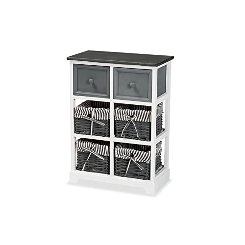 Baxton Studio Premala Modern and Contemporary Two-Tone Grey and White Finished Wood 2-Drawer Storage Unit with Baskets