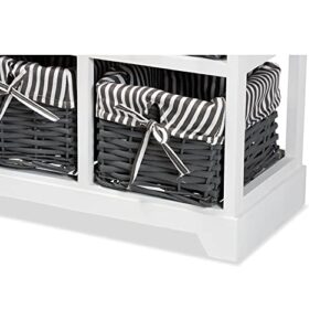 Baxton Studio Premala Modern and Contemporary Two-Tone Grey and White Finished Wood 2-Drawer Storage Unit with Baskets