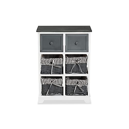 Baxton Studio Premala Modern and Contemporary Two-Tone Grey and White Finished Wood 2-Drawer Storage Unit with Baskets