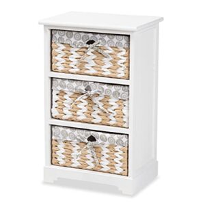 baxton studio rianne modern transitional white finished wood 3-basket storage unit