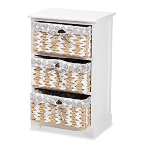 Baxton Studio Rianne Modern Transitional White Finished Wood 3-Basket Storage Unit