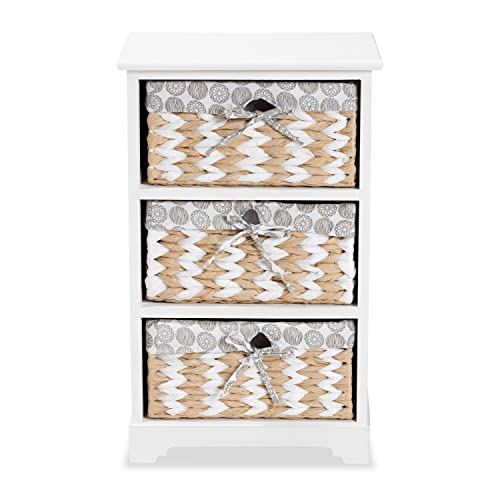 Baxton Studio Rianne Modern Transitional White Finished Wood 3-Basket Storage Unit