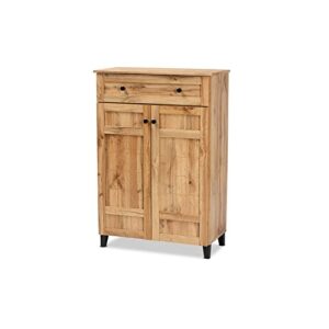 baxton studio glidden oak brown finished wood 1-drawer shoe storage cabinet