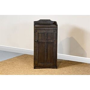 Pemberly Row 16" Farmhouse Wood Trash Box/Bin in Tobacco Leaf