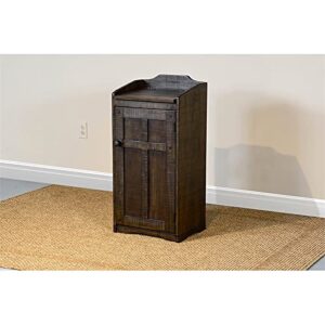 Pemberly Row 16" Farmhouse Wood Trash Box/Bin in Tobacco Leaf