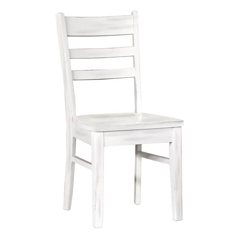 Pemberly Row 37" Wood Dining Room Ladderback Chair with Wood Legs for Kitchen, Modern Restaurant Chairs in Marble White