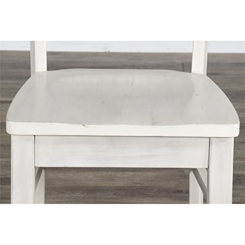 Pemberly Row 37" Wood Dining Room Ladderback Chair with Wood Legs for Kitchen, Modern Restaurant Chairs in Marble White