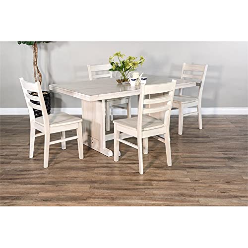 Pemberly Row 37" Wood Dining Room Ladderback Chair with Wood Legs for Kitchen, Modern Restaurant Chairs in Marble White